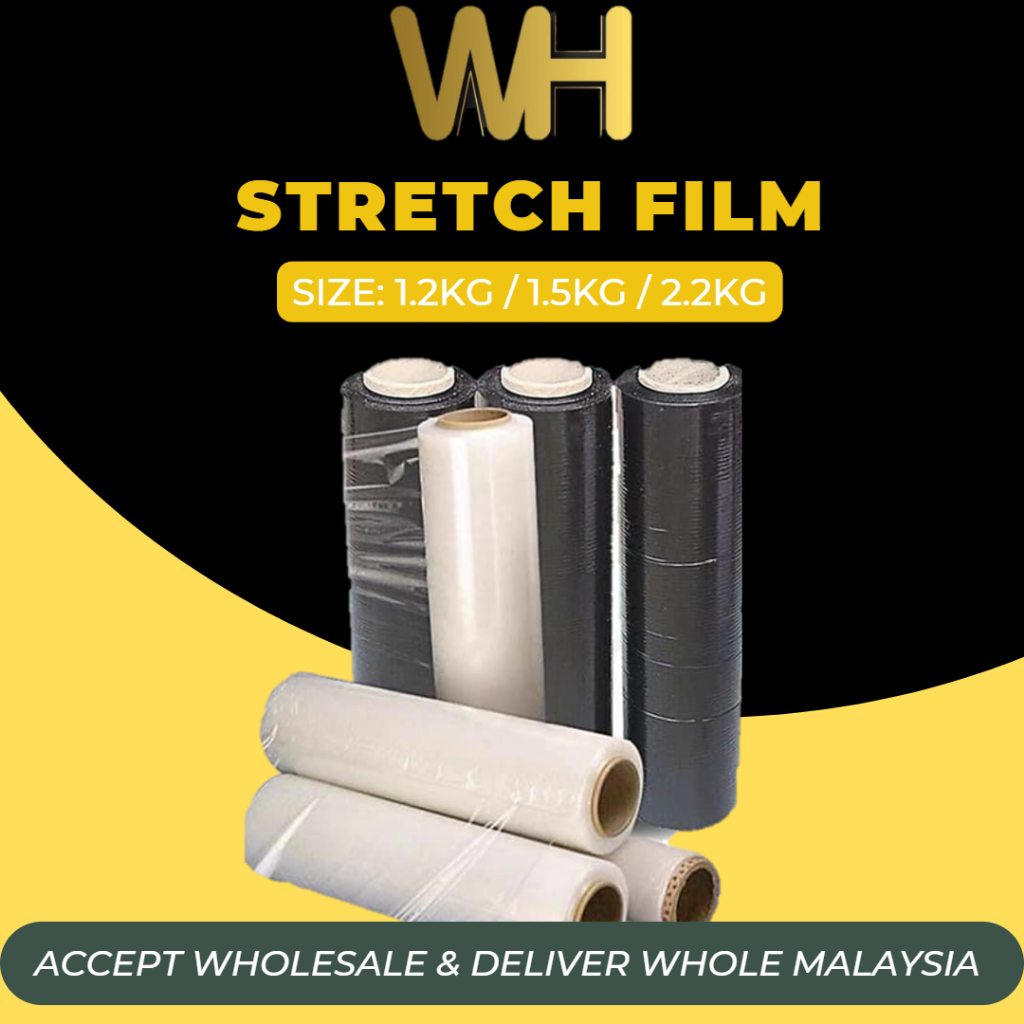 STRETCH FILM 500MM x 1.2KG / 1.5KG / 2.2KG CLEAR/ BLACK | Shopee Malaysia