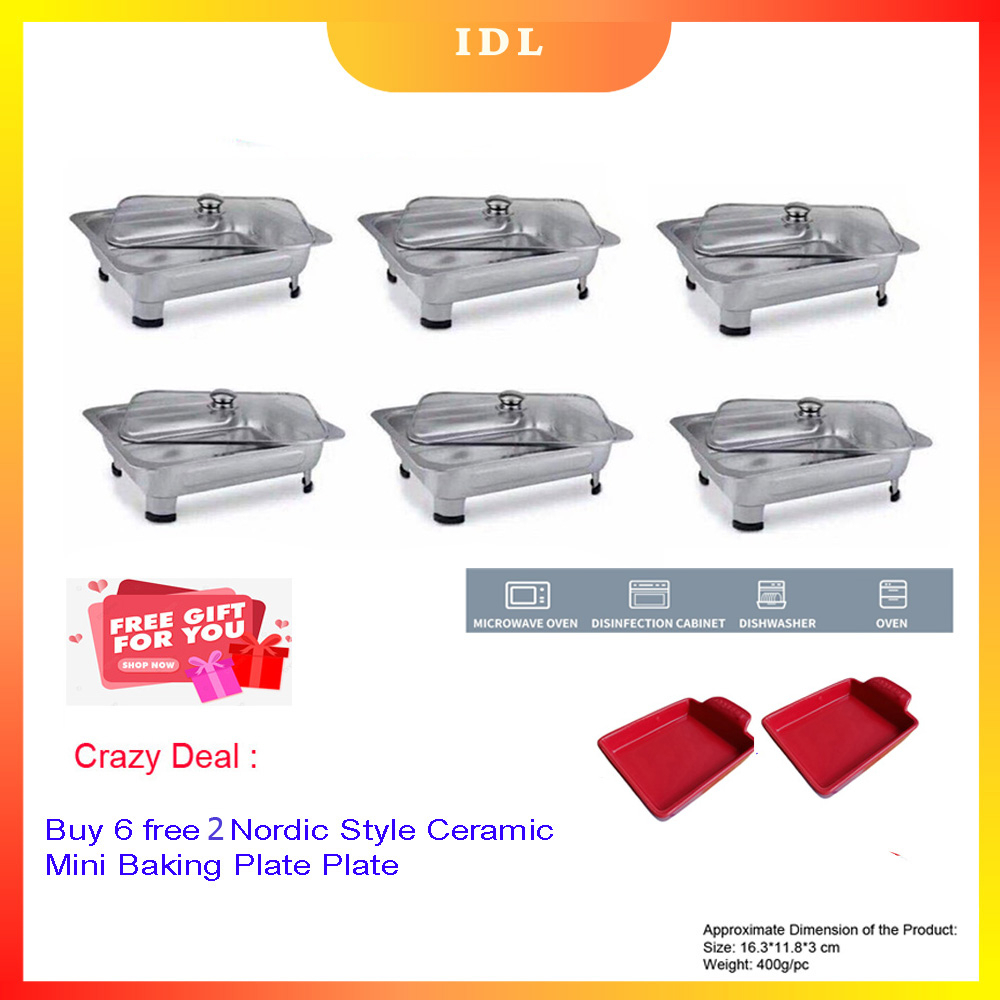 6 Sets Buffet Food Party Event Serving Tray Keluli Makanan Bufet Acara ...