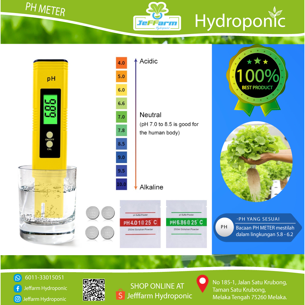 PH METER DIGITAL WITH LED | PH TEMPERATURE TEST PEN | HYDROPONICS ...