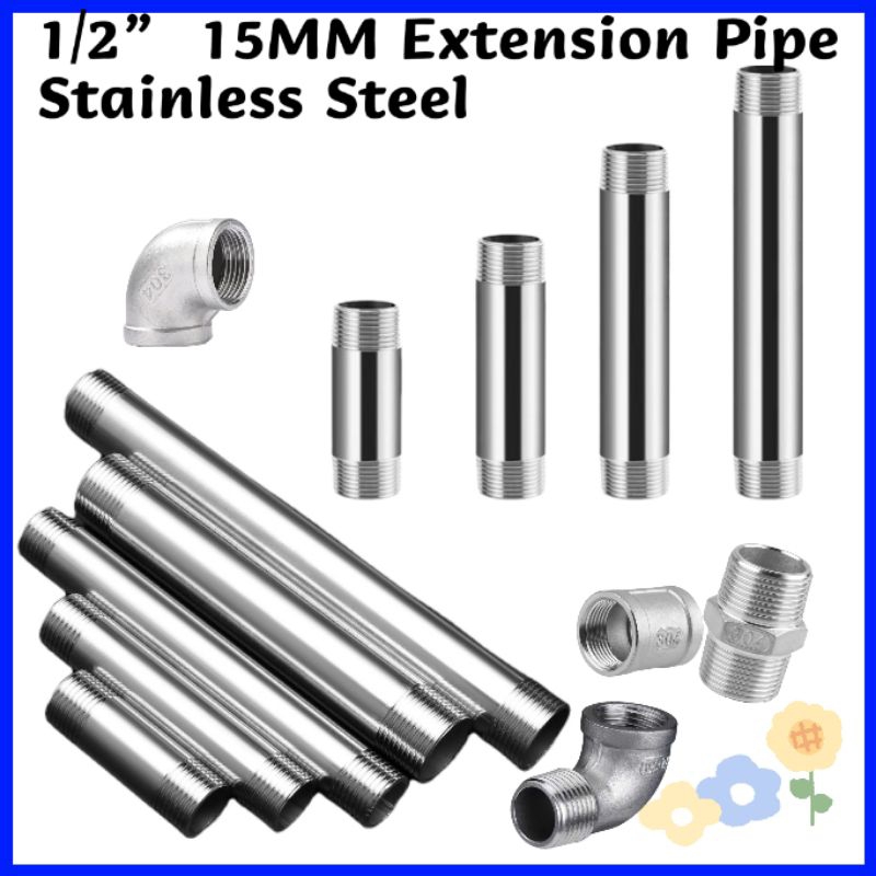 304 Stainless Steel Extension 1/2” Threaded Pipe/Stainless Steel Pipe 1 ...