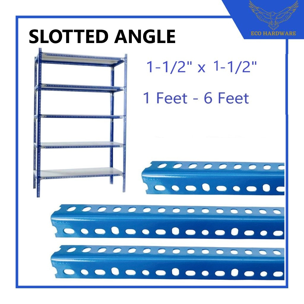 Heavy Duty Slotted Angle Bar 1 Feet - 6 Feet /Besi Rak Lubang 1 Kaki ...