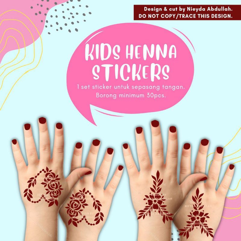 Sticker Inai Tangan Budak Corak Cute Design Terkini Stiker Henna ...