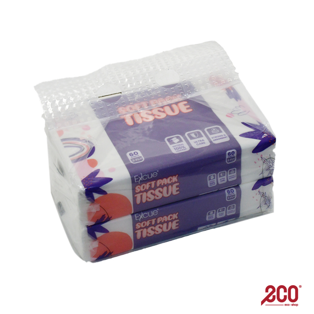 Excue Soft Pack Tissue 3 Ply (60 Sheets/Pack) AB-L003-T04-06 | Shopee ...