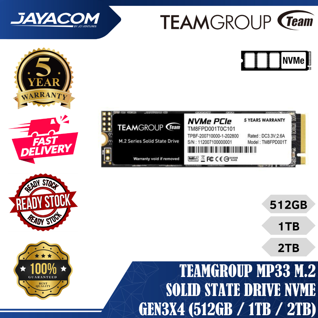 TeamGroup MP33 Solid State Drive SSD M.2 NVME Gen3x4 (512GB / 1TB / 2TB) | Shopee Malaysia