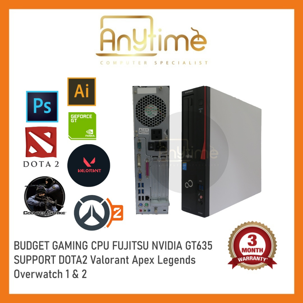 budget Gaming CPU FUJITSU NVIDIA GT635 SUPPORT DOTA2 Valorant Apex Legends Overwatch 1 & 2 ...