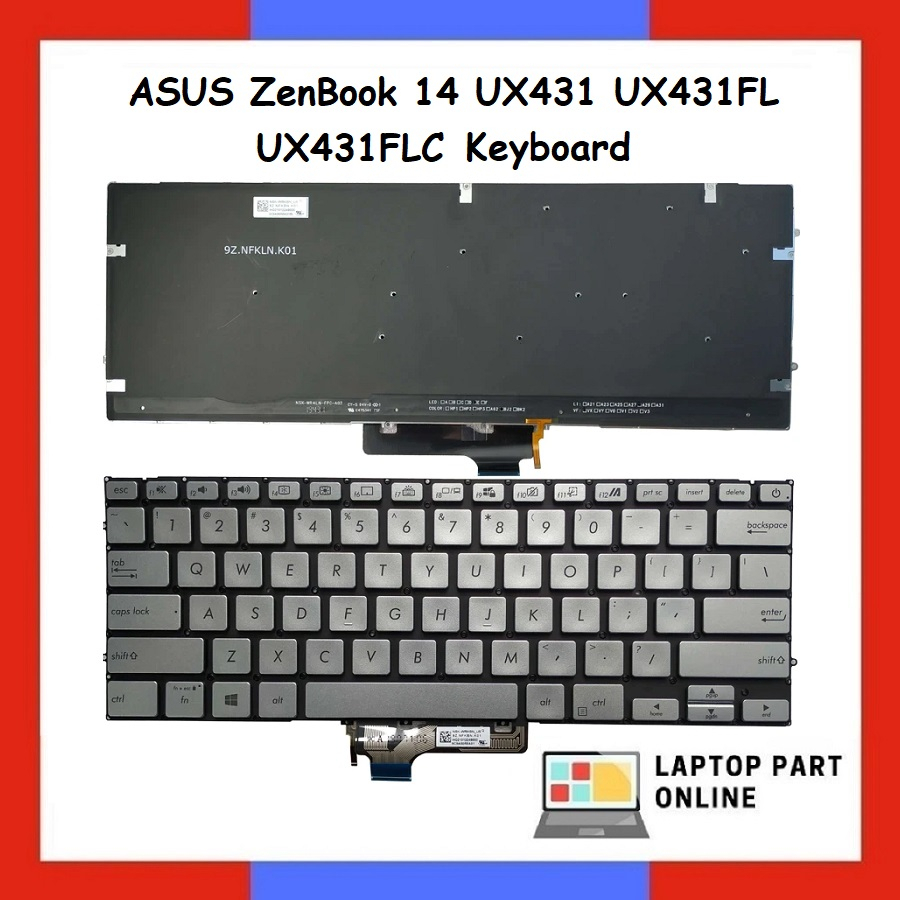 ASUS ZenBook 14 UX431 UX431FL UX431FLC BACKLI KEYBOARD | Shopee Malaysia