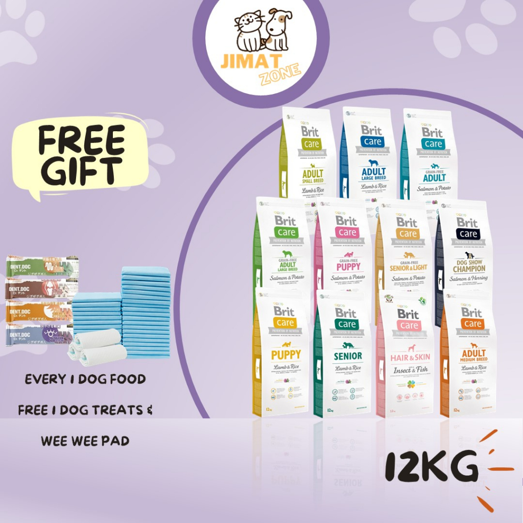 [FREE JAPAN DENT STICK & WEE PAD] Brit Care Grain Free Dog Food 12KG ...