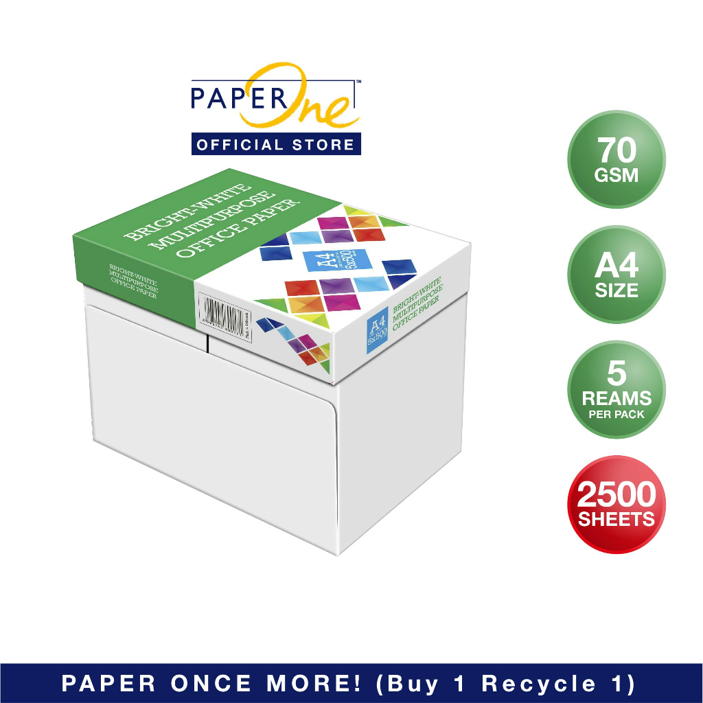 Bright-White A4 Multipurpose Office Paper 70gsm 2500 Sheets (5 Reams ...