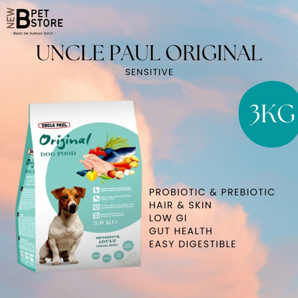 UNCLE PAUL ORIGINAL SENSITIVE ADULT DOG FOOD (3KG) PROBIOTIC HYDROLYSED ...