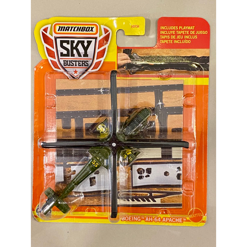Matchbox BOEING AH-64 APACHE Dark Green Sky Busters Military Attack ...