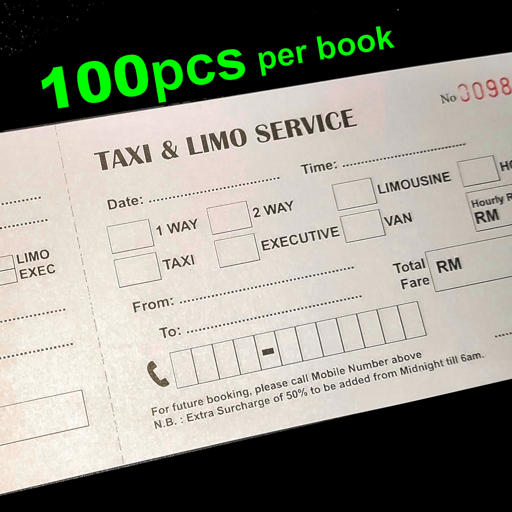 100keping Taxi Resit / Taxi Receipt / Limo / Van / Grab | Shopee Malaysia