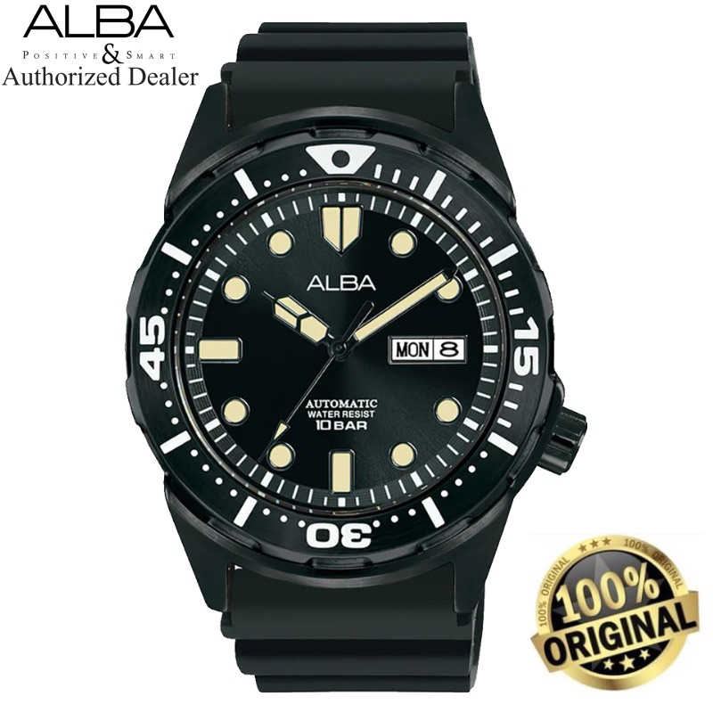 (Official Warranty) Alba Monster Automatic Black Dial Silicone Strap ...