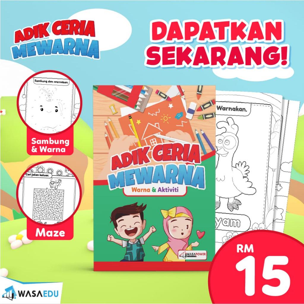 BUKU ADIK CERIA MEWARNA | BUKU MEWARNA | PRA SEKOLAH | SEKOLAH RENDAH ...