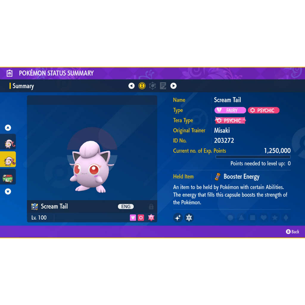 Pokemon Scarlet & Violet 6IVs Full Ev Trained Shiny Scream Tail ...