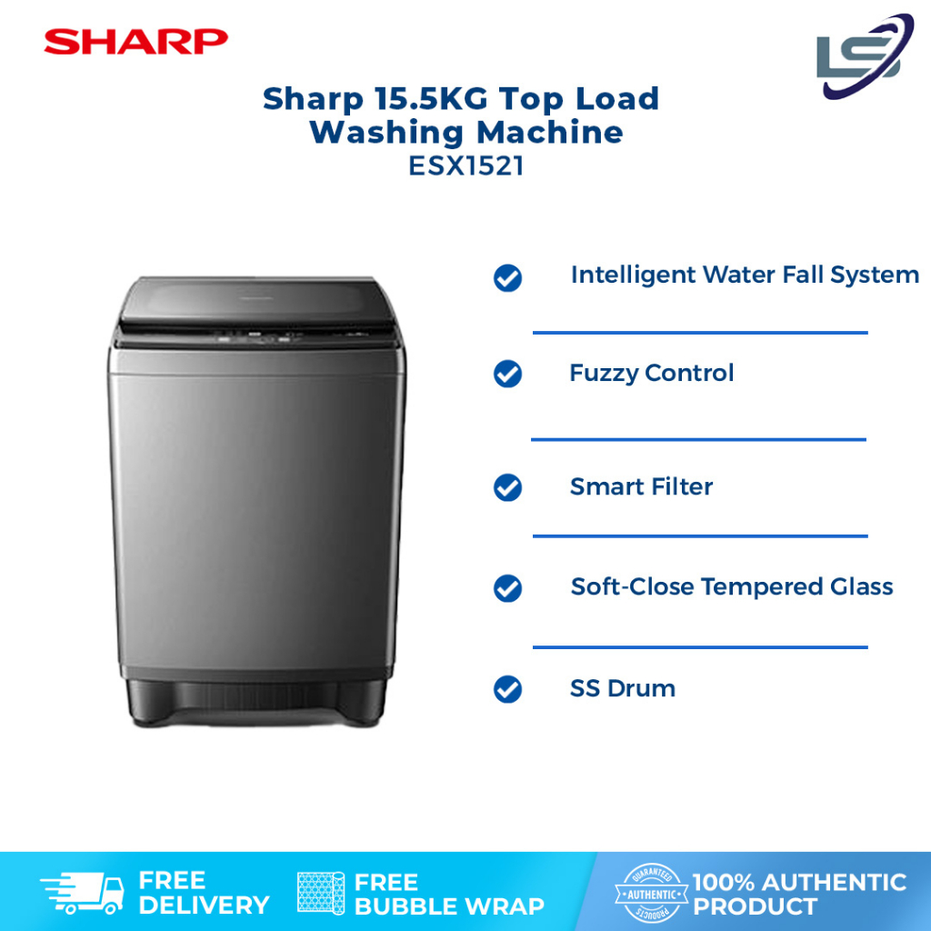 SHARP 15.5KG Top Load Fully Auto Washing Machine ESX1521 | Fuzzy ...