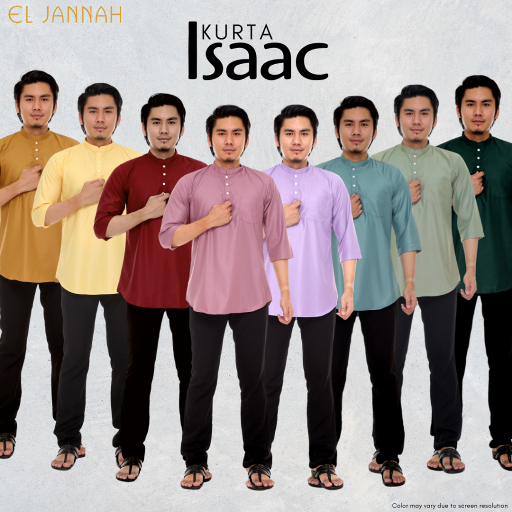 KURTA 3 Suku 3/4 Lelaki Isaac Men Maroon Dusty Pink Lilac Purple Soft ...