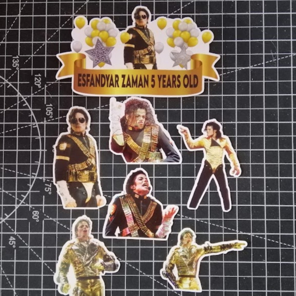 [CUSTOM NAME] Happy Birthday Cake Topper Michael Jackson Decoration Set ...