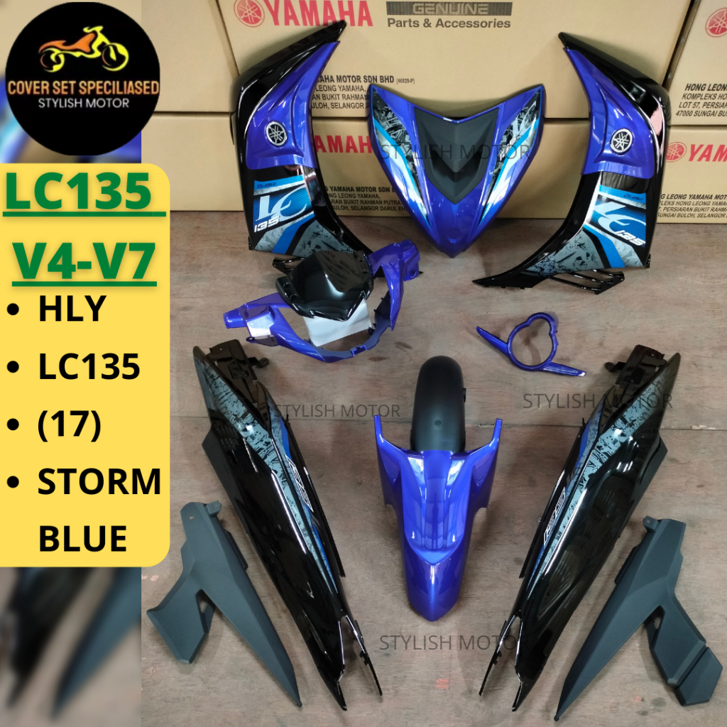 HLY ORIGINAL YAMAHA COVERSET LC135 V3/V4/V5/V6/V7 (17) STORM BLUE SIAP ...