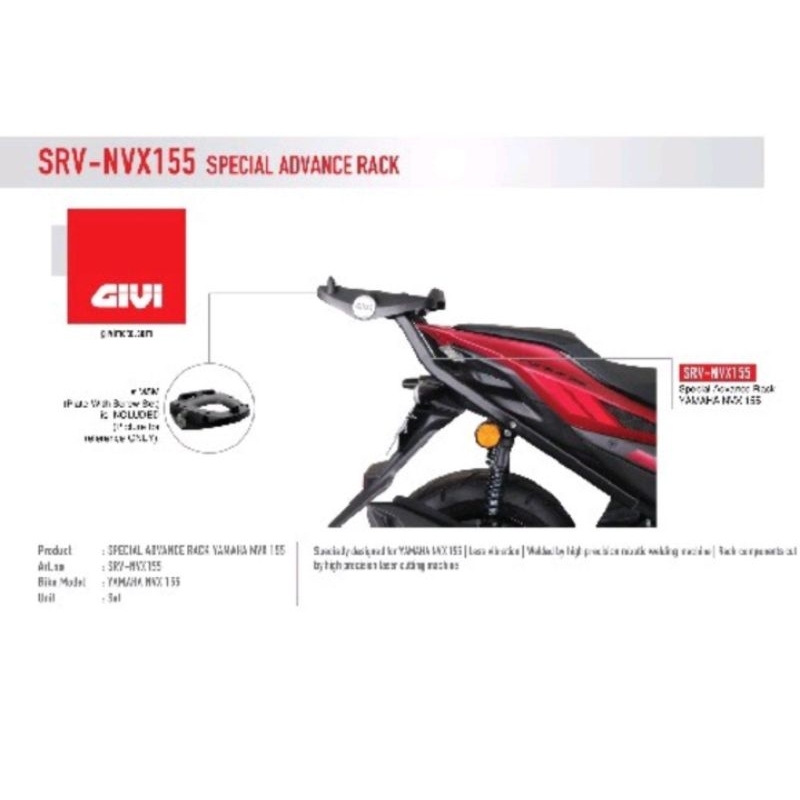 NVX 155 V1 GIVI HEAVY DUTY RACK SRV YAMAHA AEROX 155 NVX155 EXTREME ...