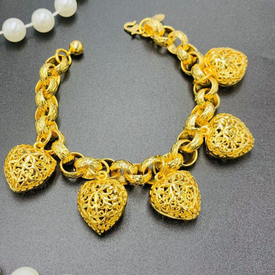 EMAS KOREA SADUR 24K RANTAI/GELANG TANGAN CANDY + 5 BIG LOVE | Shopee ...