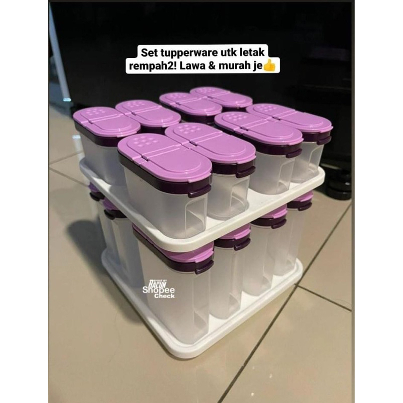 Bekas Rempah Ratus Tupperware Dengan Rak Berpusing (8pcs 110ml, 8 pcs ...
