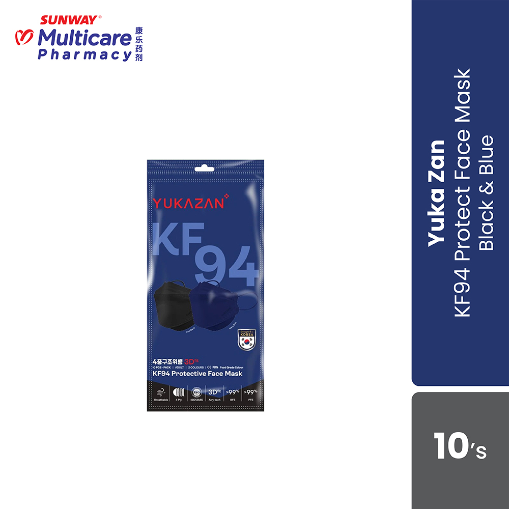 Yuka Zan Kf94 Protect Face Mask 10'S(C/Black&N/Blue) | Shopee Malaysia