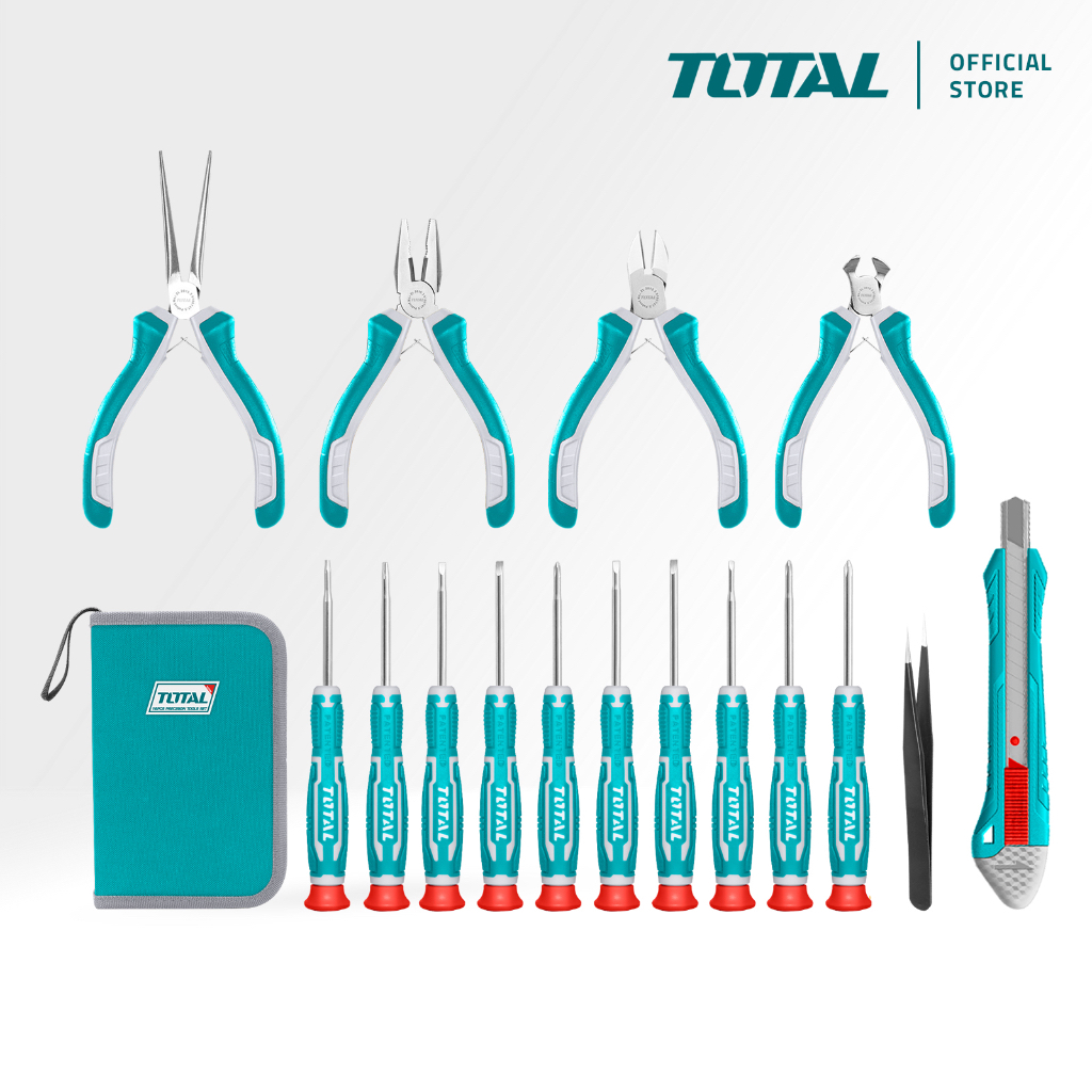 TOTAL Precision Tools Set With Pliers, Tweezers, Screwdrivers Slotted ...