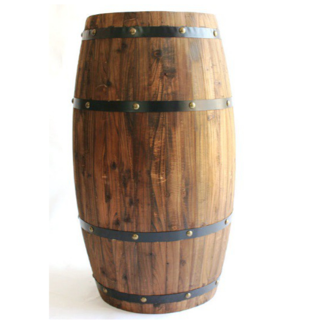 Brown Wooden Barrel Stand Plant Flower Bucket Home Outdoor Decoration ...