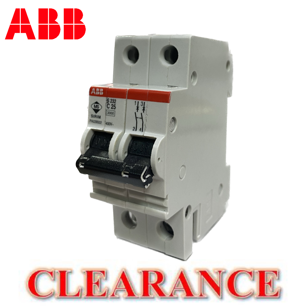 ABB MINIATURE CIRCUIT BREAKER S232-C25/ S232-C40 2POLE 400v | Shopee ...