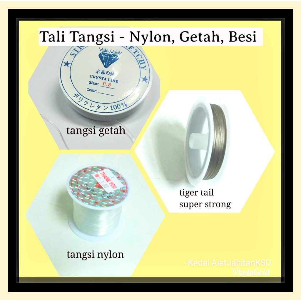 Tangsi getah, tangsi nylon, tangsi tiger tail, copper wire gold ...