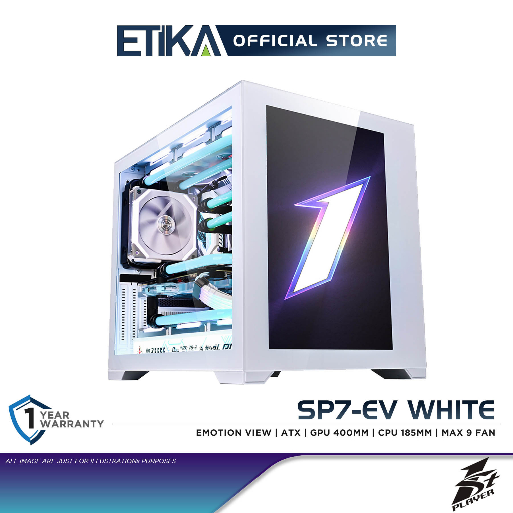 1st Player SP7-EV Emotion View White | Standard ATX Side Tempered Glass ...