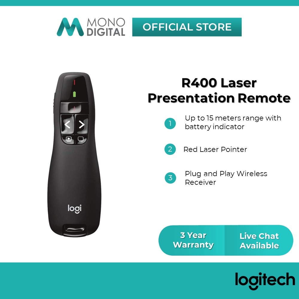 Logitech R400 Wireless Presenter with Laser Pointer (910-001361) | Shopee Malaysia