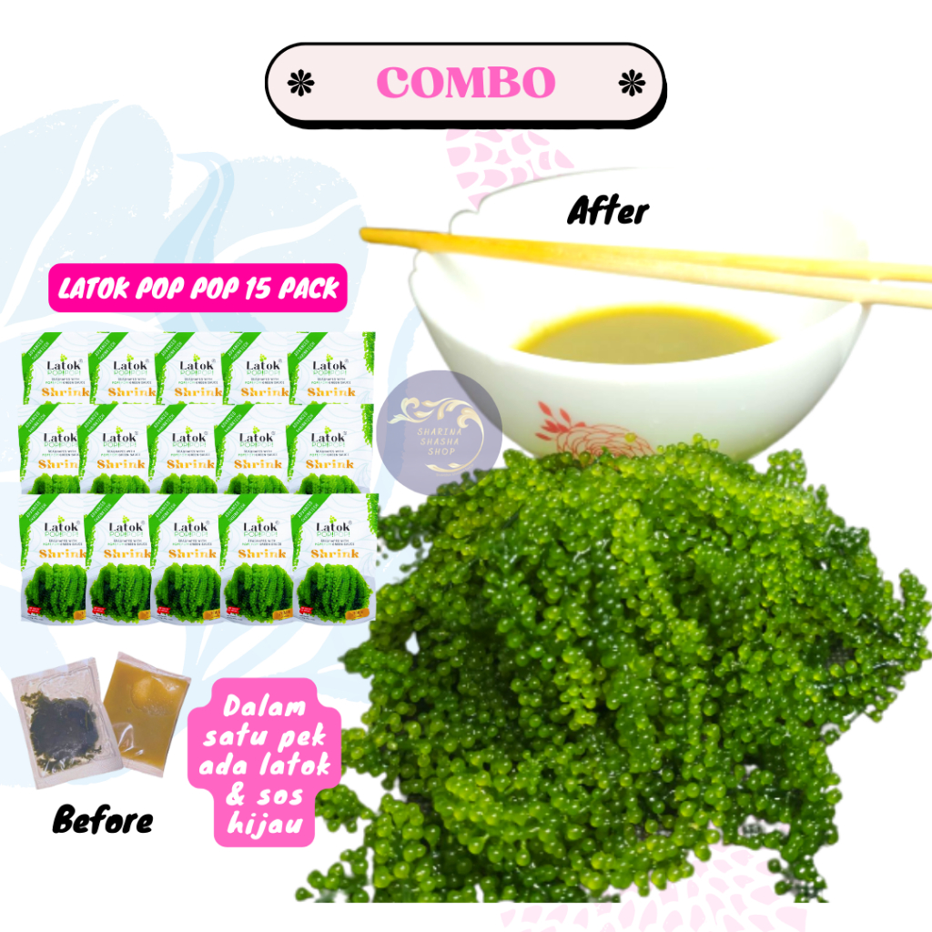 🚚COMBO 15 PACK🚚LATOK POP POP / SEAGRAPE / RUMPAI LAUT/ SOS HIJAU 🍇Latok ...