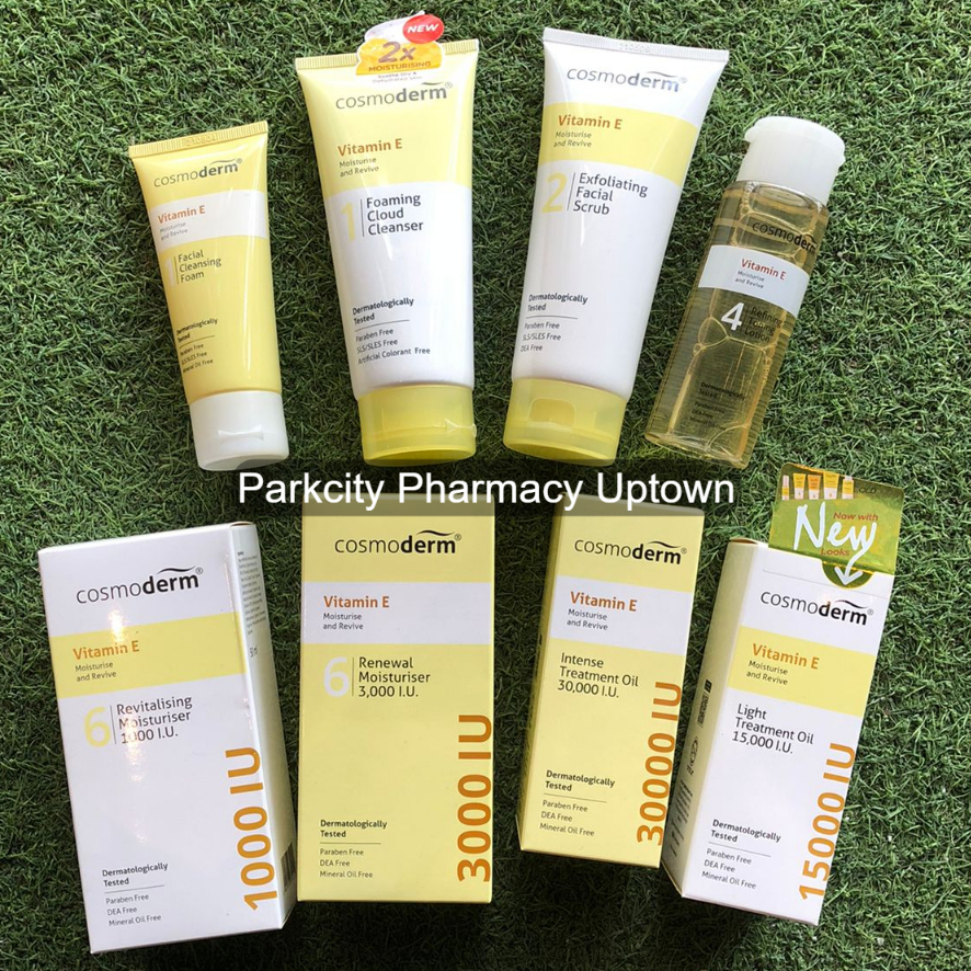 Cosmoderm Vitamin E Skin Care Range - Cleanser Foam / Scrub/ Toning ...