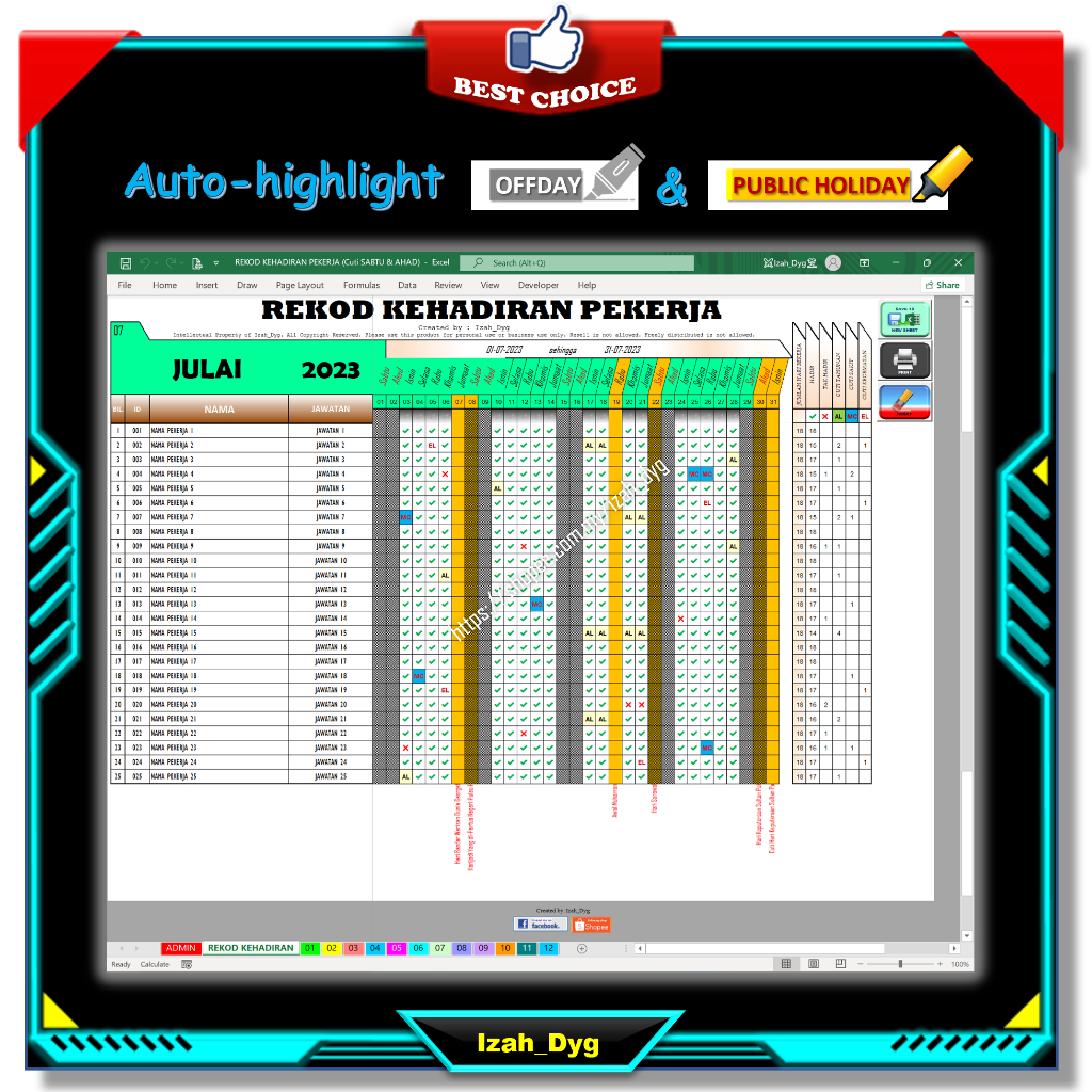 Automated Employee Attendance Record | Rekod Kehadiran Pekerja ...