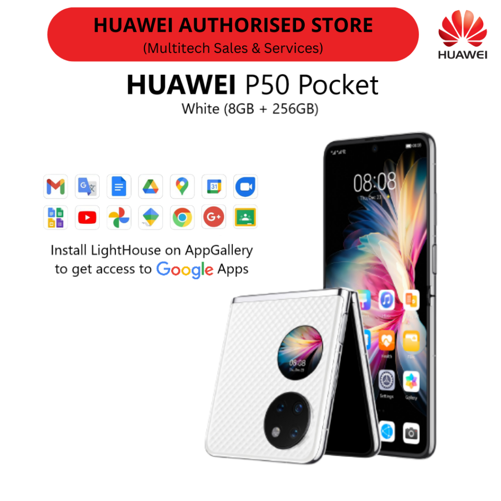 Huawei P50 Pocket White 8GB + 256GB Smartphone Flip Phone Small Screen ...