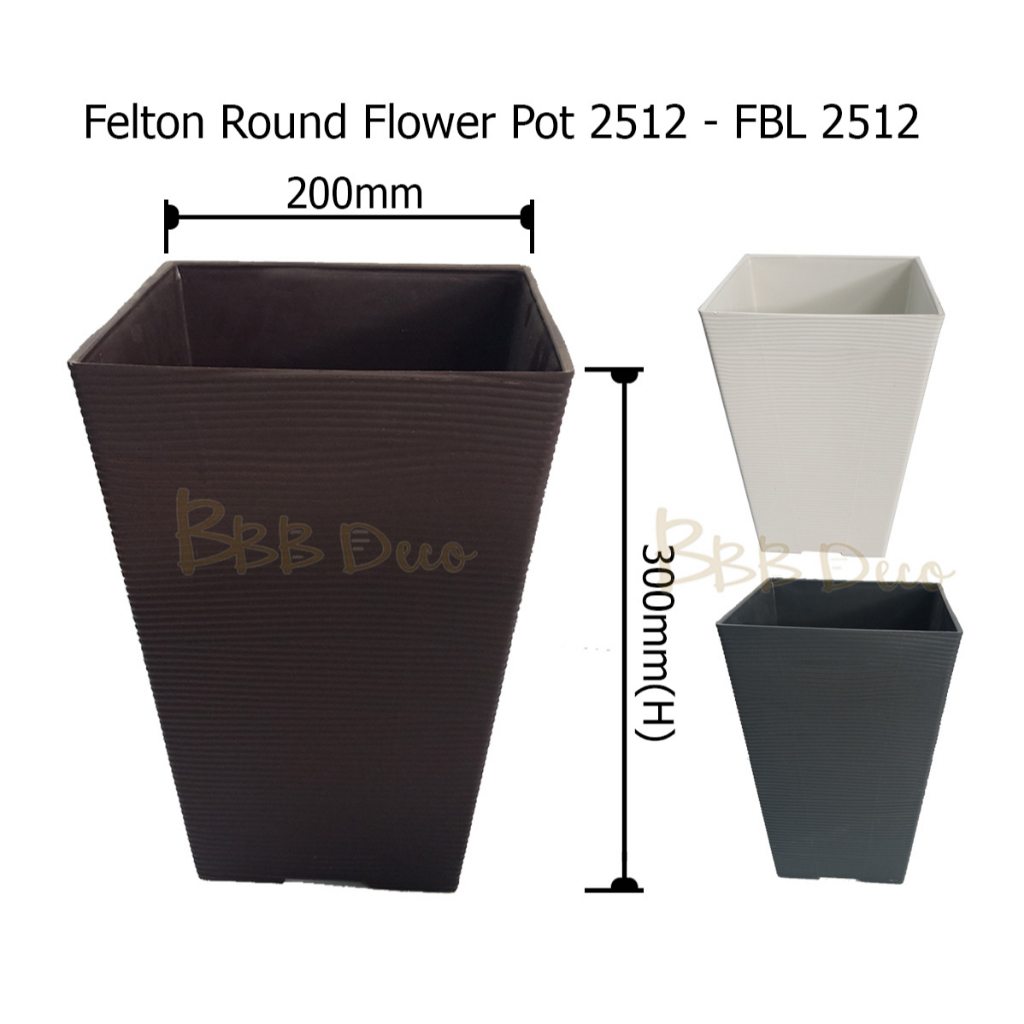 FELTON SQUARE FLOWER POT 2512 /PASU BUNGA SEGI EMPAT PLASTIC 2512_FOR ...