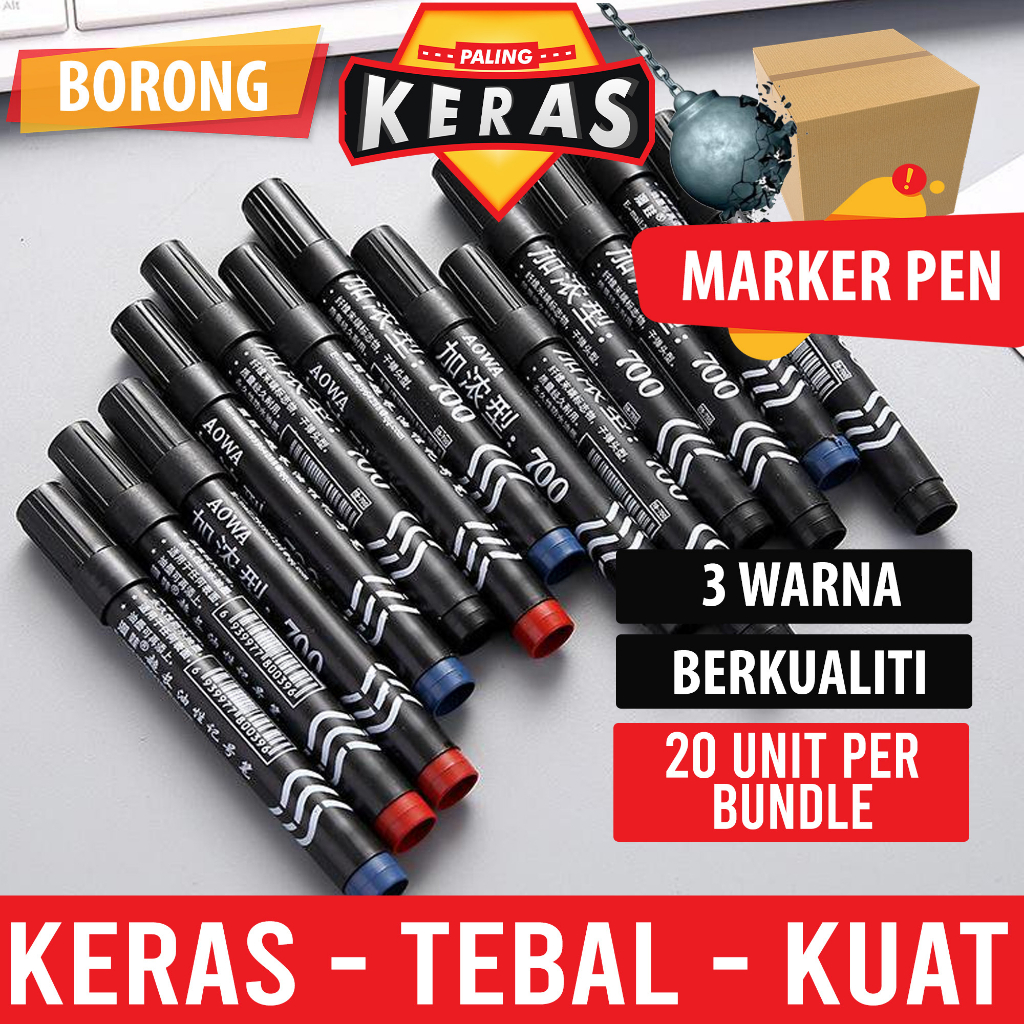 PalingKeras 20Pcs 700 Permenent Marker / Pen Marker Dakwat Kekal / Alat ...
