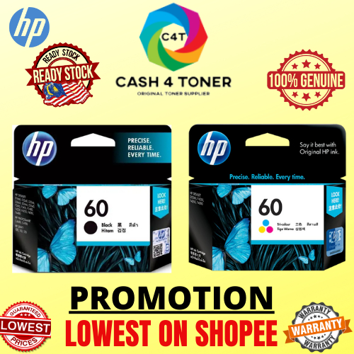 GENUINE HP 60 Black Colour Ink HP60 HP60XL D1660 D2460 D2560 D2660 ...