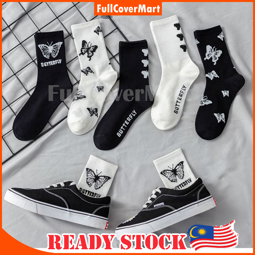 (SOX122) 1 Pair of Butterfly colour High Long Sock Women Socks Men ...