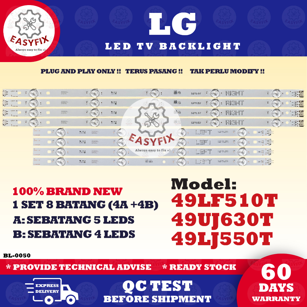 ( NEW ) 49LF510T / 49UJ630T / 49LJ550T LG 49 INCH LED TV BACKLIGHT ( LAMPU TV ) 49" LG BACKLIGHT ...