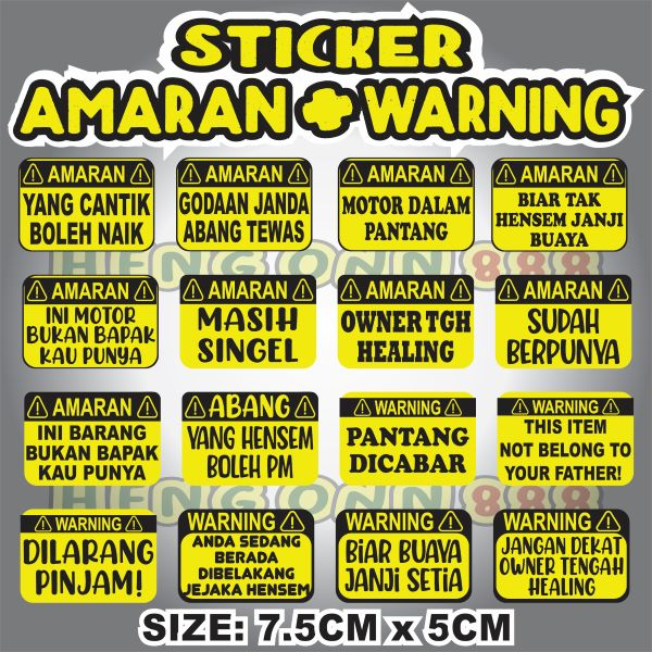 STICKER AMARAN+WARNING🔥Cutting Sticker🔥MORE THAN 10 DESIGN 🔥READY STOCK ...