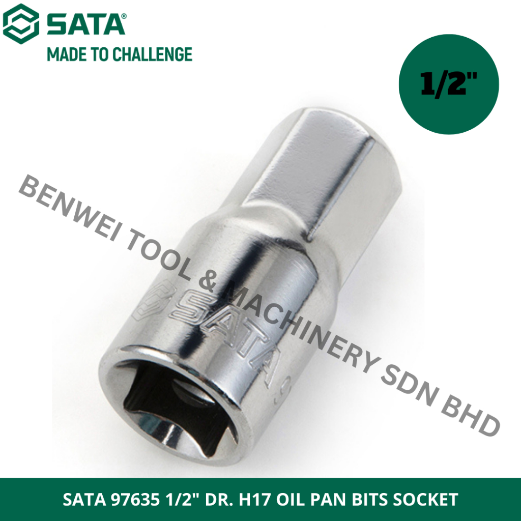 SATA 97635 1/2" DR. H17 OIL PAN BITS SOCKET / ALLEN KEY BOX 17MM ...
