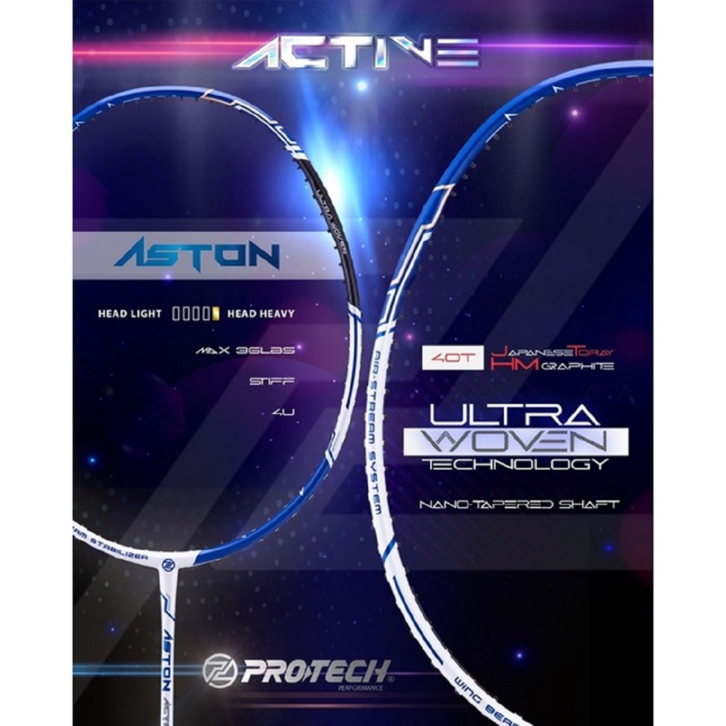 PROTECH ASTON ACTION / ACTIVE / ATTACK BADMINTON RACKET (FREE PROTECH ...