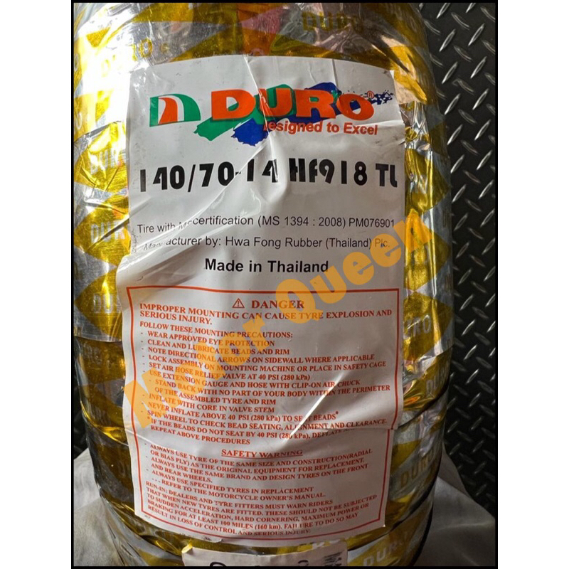 DURO TIRE TYRE TYRES MOTORCYCLE 140/70-14 TAYAR MOTOSIKAL 140 70 14 ...