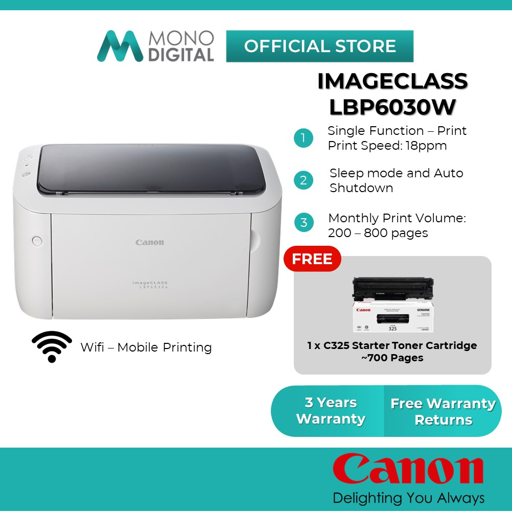 Canon imageCLASS LBP6030W Monochrome Wireless Laser Printer with Compact Design, Office Use ...