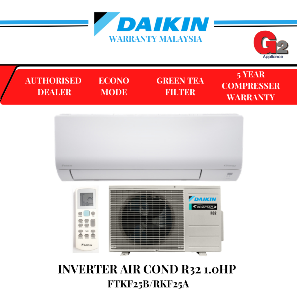 DAIKIN R32 1HP INVERTER AIR COND (WIFI)(FTKF-25CV1MF-3WMY-LF /RKF25C-3WM-LF) DAIKIN WARRANTY ...