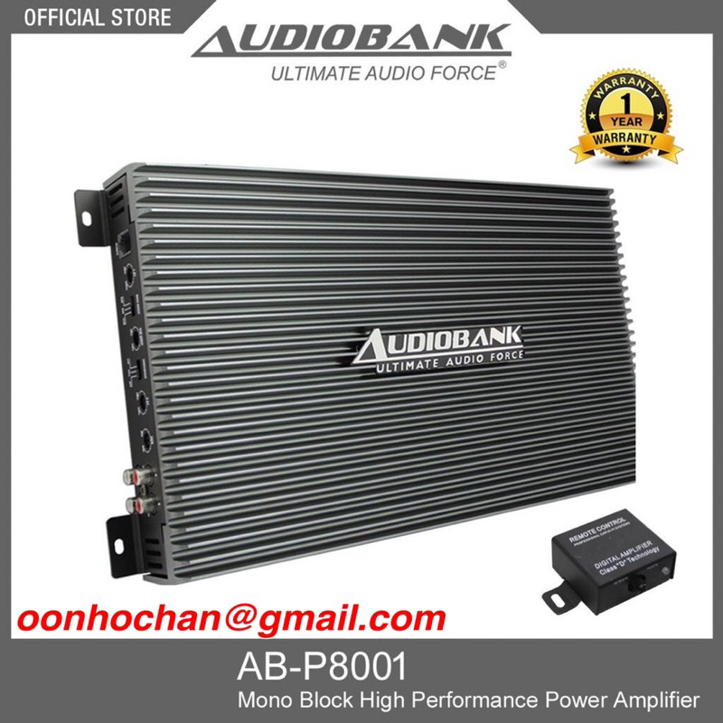 AUDIOBANK CAR AUDIO AB-P8001 MONO BLOCK HIGH PERFORMANCE POWER ...