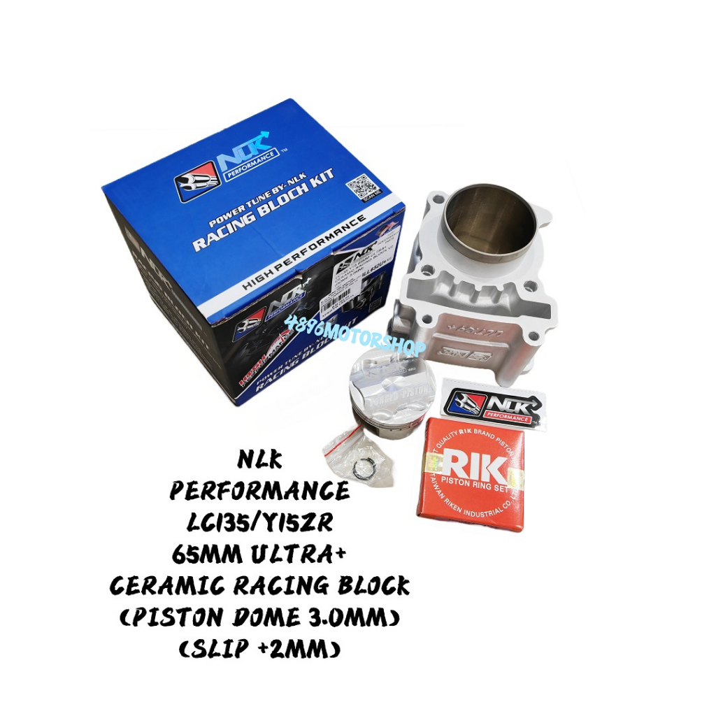 NLK PERFORMANCE LC135 Y15ZR FZ150 ULTRA+ CERAMIC RACING BLOCK 65MM +2MM SLIP V2 (DOME 3.0MM ...