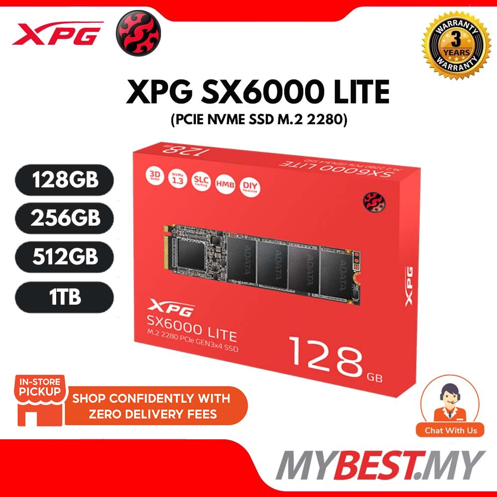 ADATA XPG SX6000 LITE / SX6000 PRO 256GB / 512GB / 1TB M.2 PCIe Gen3x4 ...
